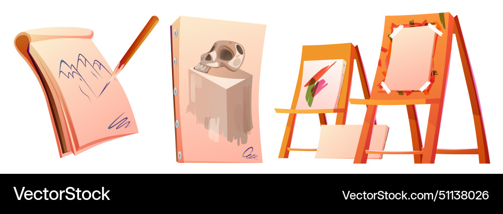 Art paint tool artist draw with pencil on easel Vector Image