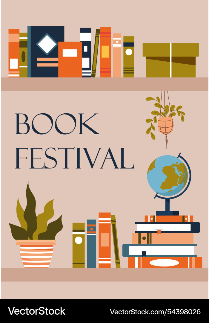 Book festival poster education and learning Vector Image