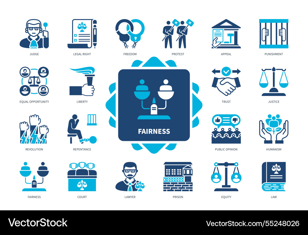 Fairness solid icon set Royalty Free Vector Image