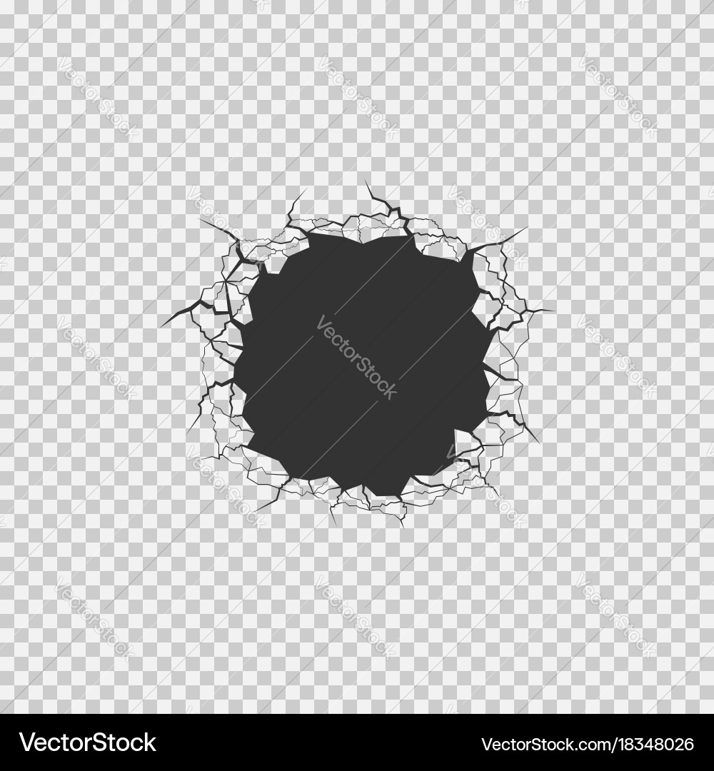 Hole with cracks Royalty Free Vector Image - VectorStock