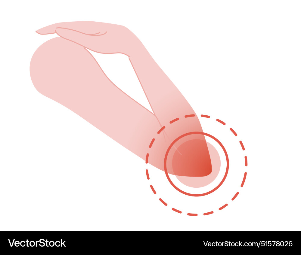 Human elbow pain with red circle flat Royalty Free Vector