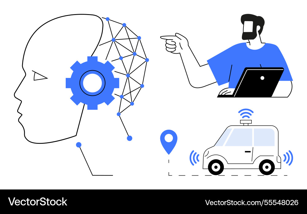 Human-machine interaction depicting ai man Vector Image