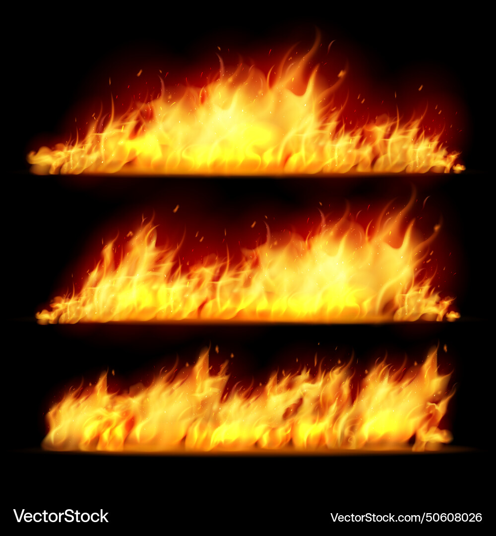 Realistic fire set Royalty Free Vector Image - VectorStock