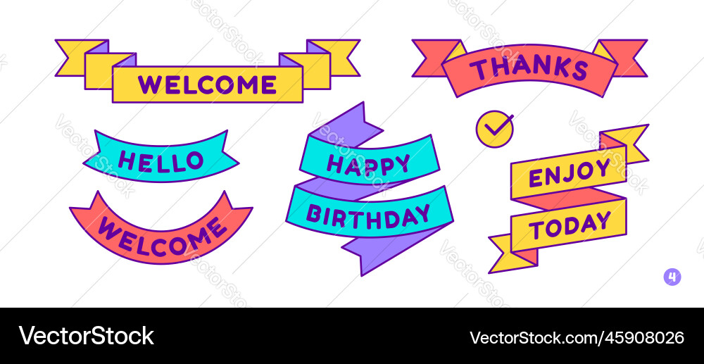 Ribbon banner set color Royalty Free Vector Image