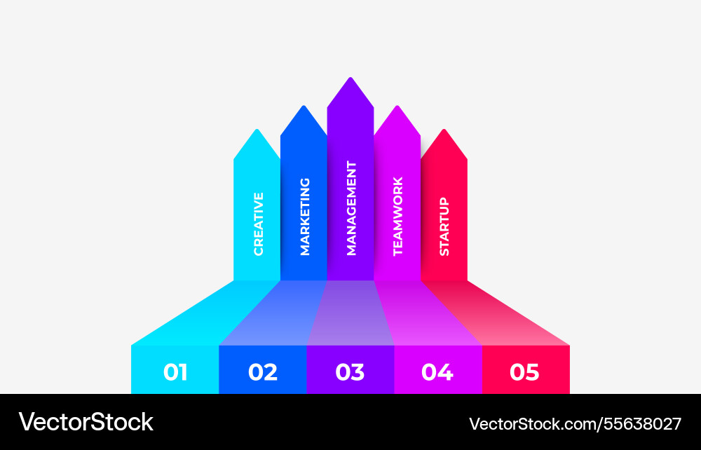 Arrows bar chart in 3d design showcasing creative Vector Image