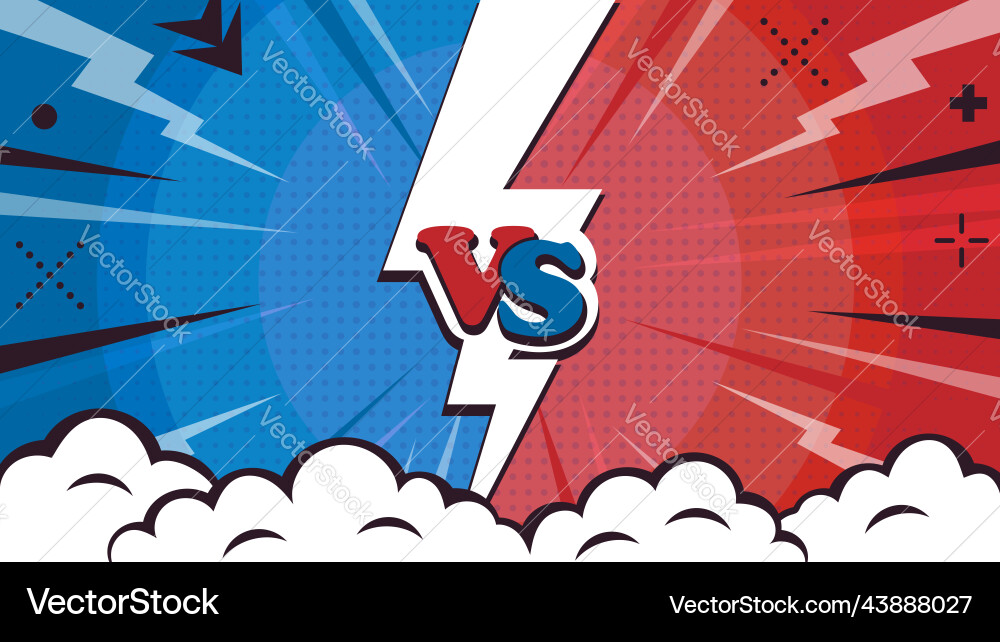 Cartoon comic background fight versus logo Vector Image