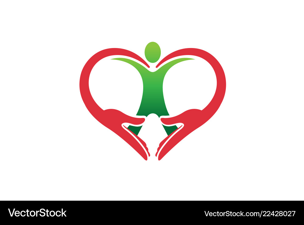 Creative hands and human body heart symbol logo Vector Image