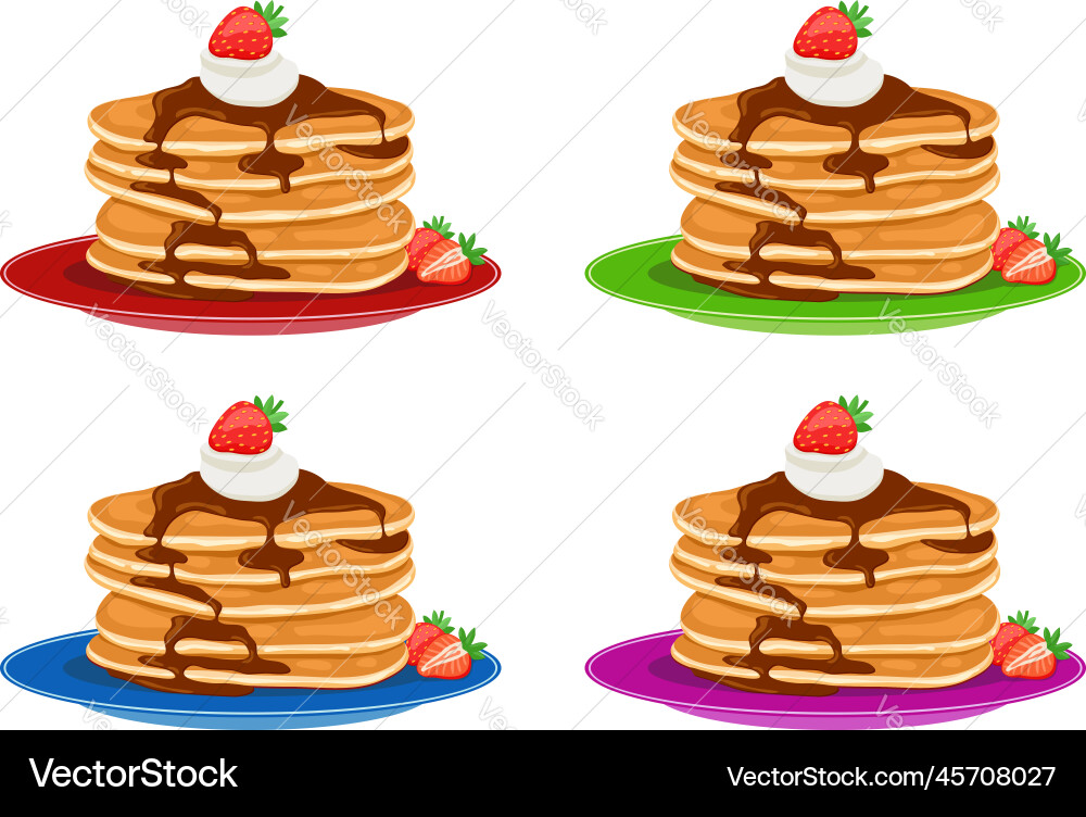 Pancake stacks Royalty Free Vector Image - VectorStock