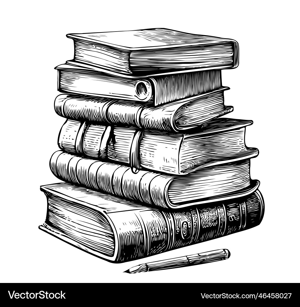 Stack of old books hand drawn sketch Royalty Free Vector Stack of old books hand drawn sketch Royalty Free Vector