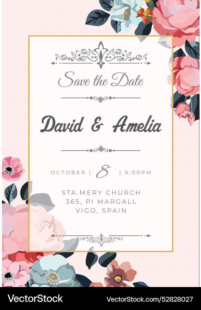Wedding invitation card design template Royalty Free Vector