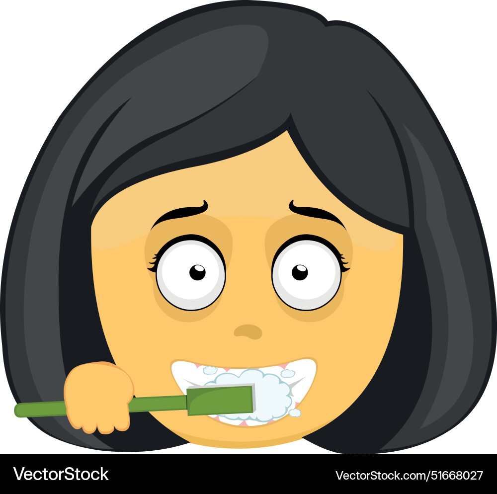 Woman emoticon brushing teeth Royalty Free Vector Image