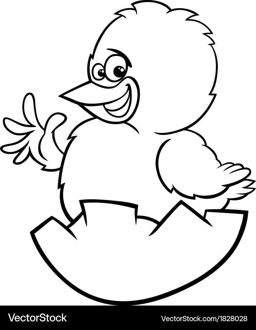 Easter chicken cartoon coloring page Royalty Free Vector