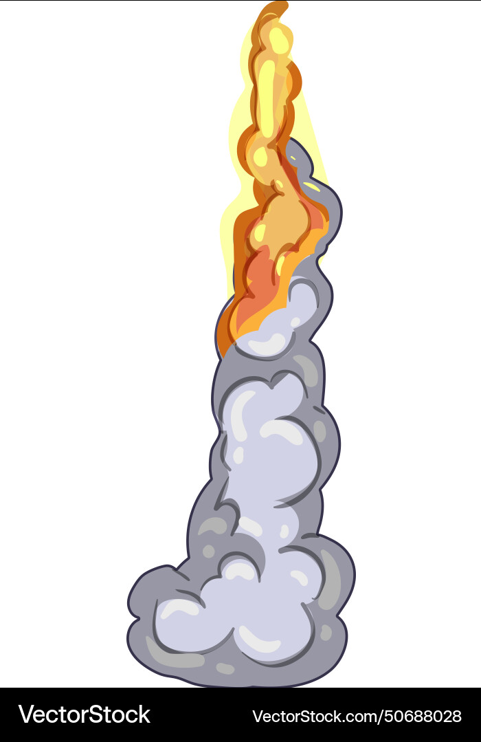 Flame rocket launch smoke cartoon Royalty Free Vector Image