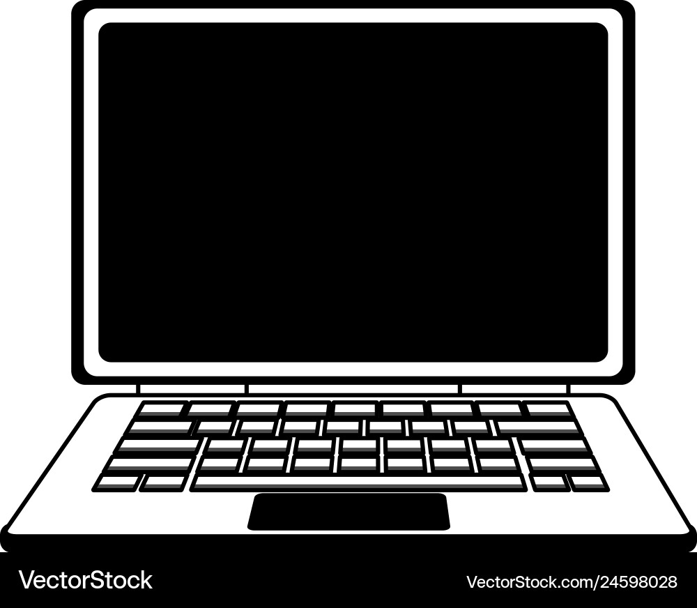 Laptop pc portable in black and white Royalty Free Vector