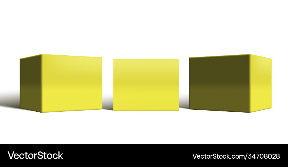 Realistic gold cardboard box on white back Vector Image