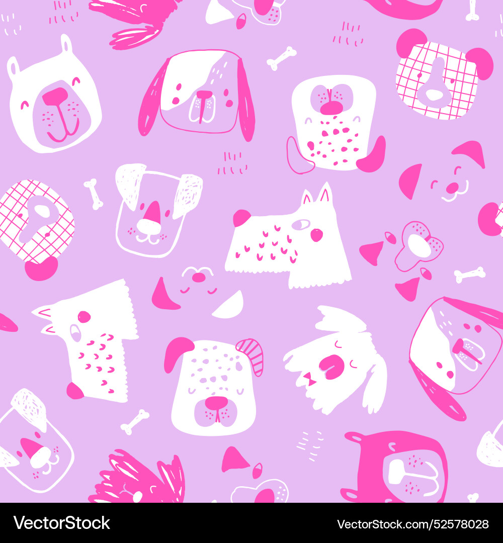 Seamless pattern with cute cartoon dogs Royalty Free Vector