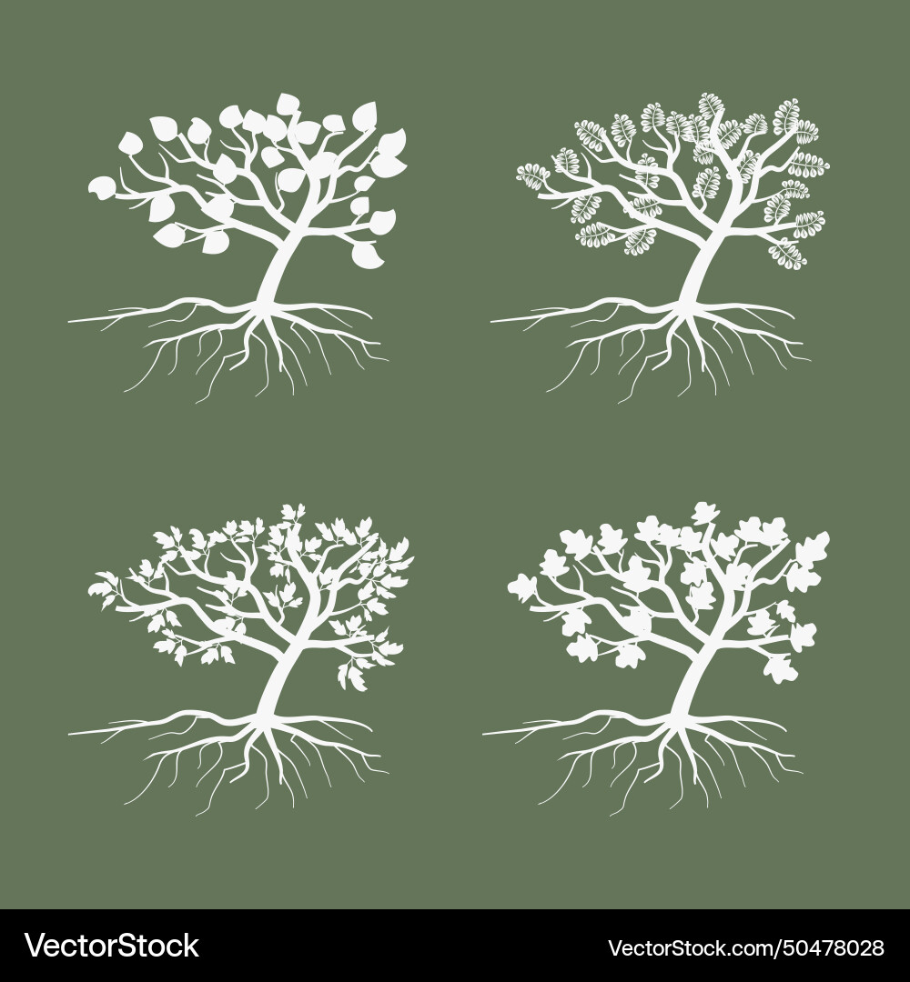 Simple trees environmental symbol tree icon set Vector Image
