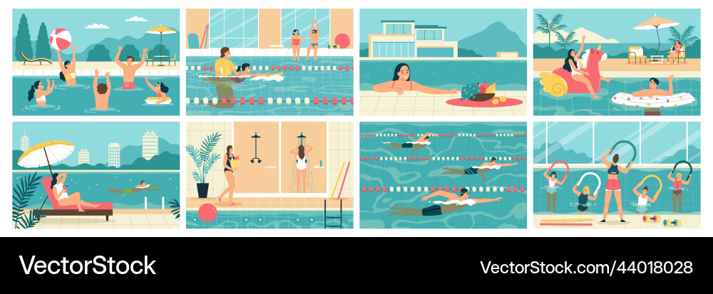 Swimming pool set Royalty Free Vector Image - VectorStock