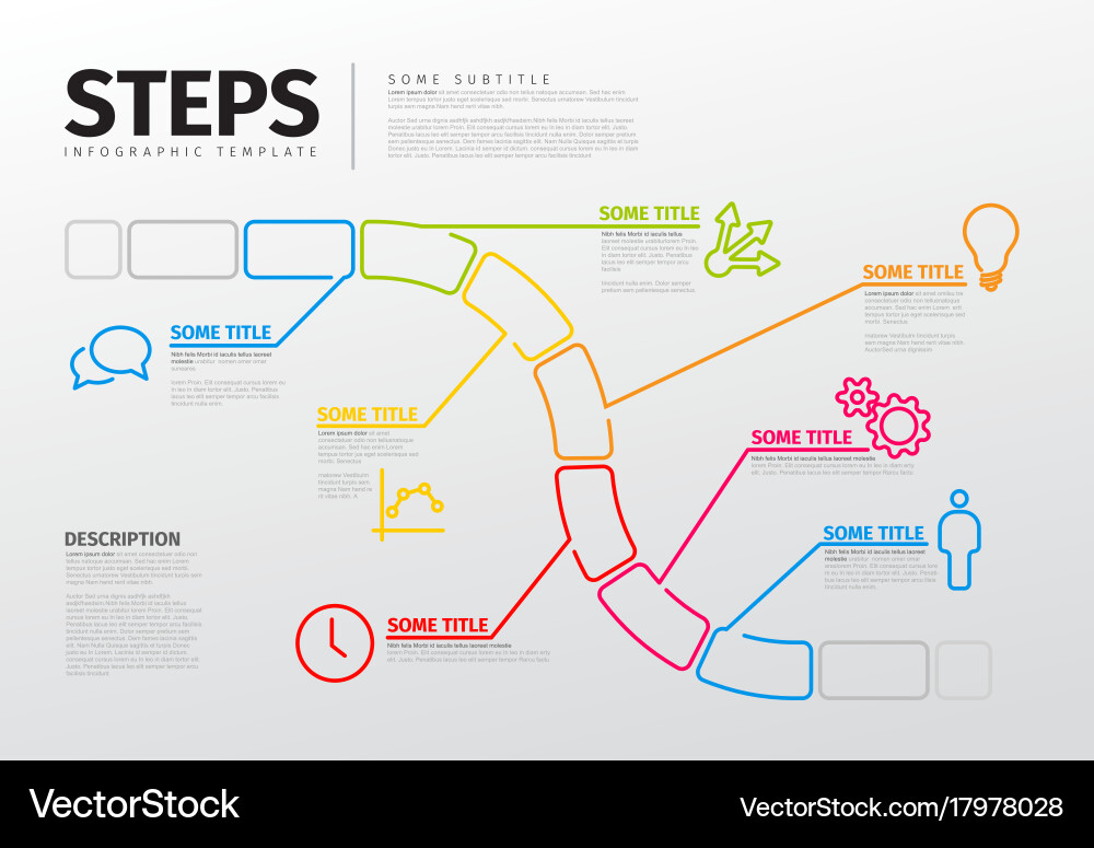 Thin line steps progress timeline template Vector Image