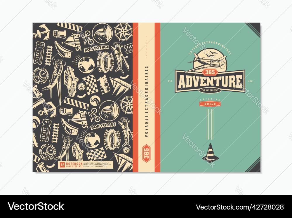 Transportation Notebook Cover Template Royalty Free Vector