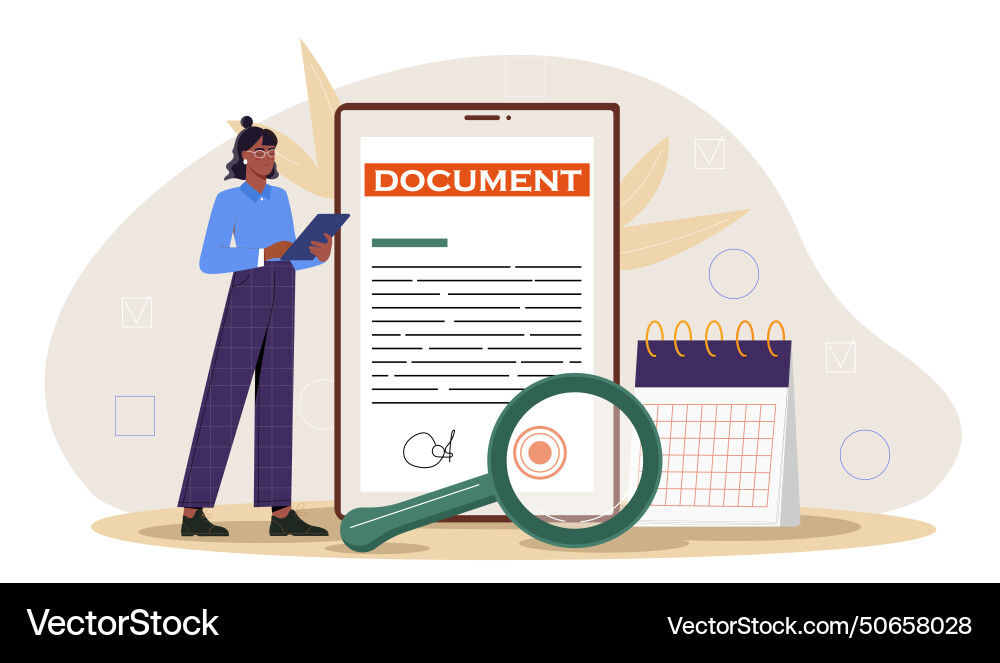 Woman with electronic document concept Royalty Free Vector