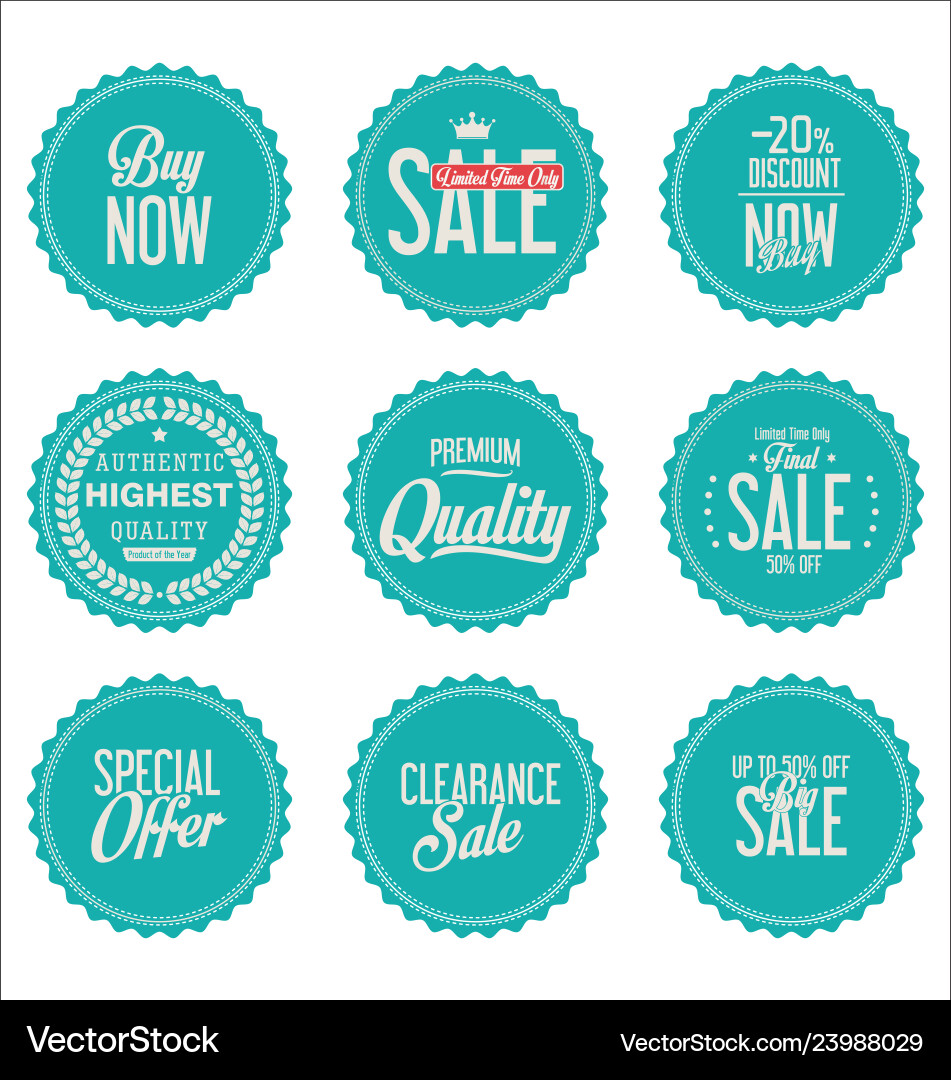 Blue paper sale stickers collection Royalty Free Vector