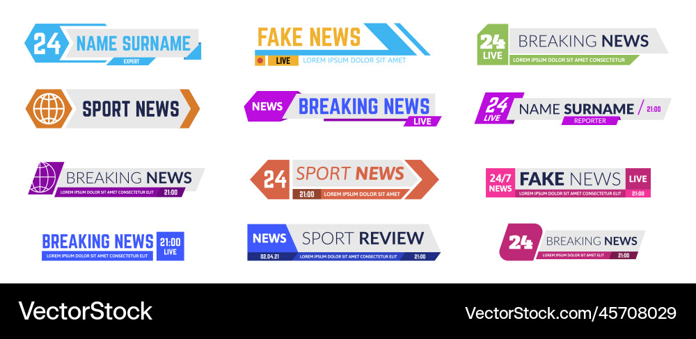 Headline information media screen frames breaking Vector Image