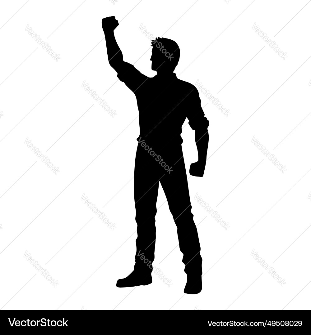 Man with fist raised silhouette Royalty Free Vector Image
