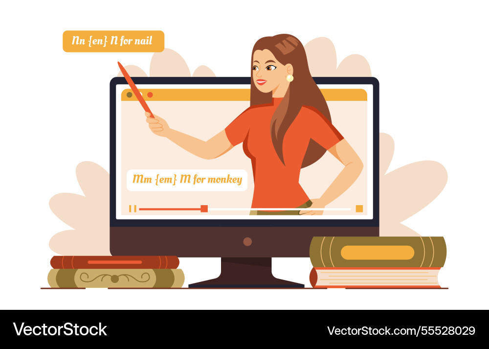 Online language lesson with female teacher on Vector Image
