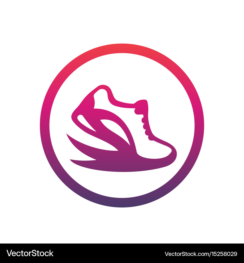 Running logo element icon in circle over white Vector Image