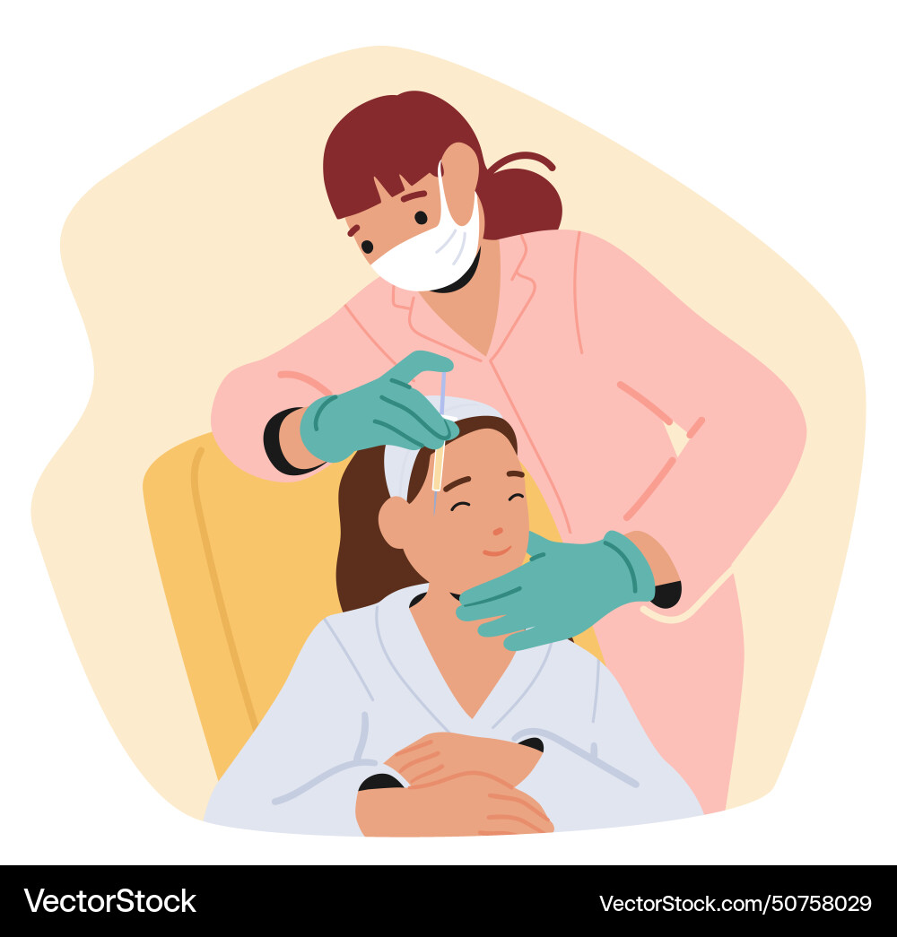 Skilled cosmetologist character carefully Vector Image