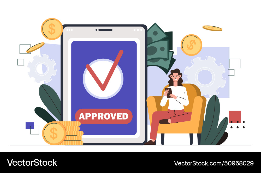 Woman with transaction concept Royalty Free Vector Image
