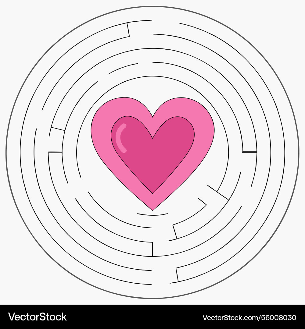 A pink heart maze fun and romantic puzzle Vector Image