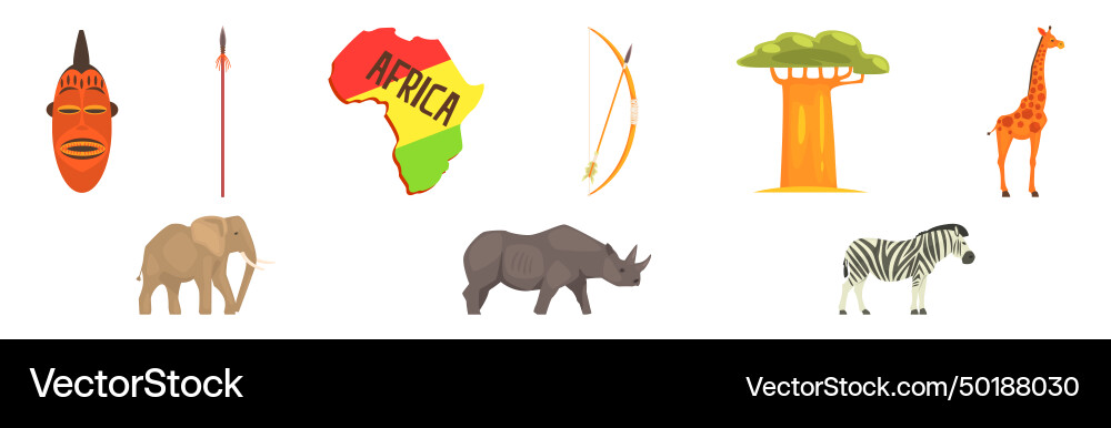 Africa native ethnic symbol and object set Vector Image