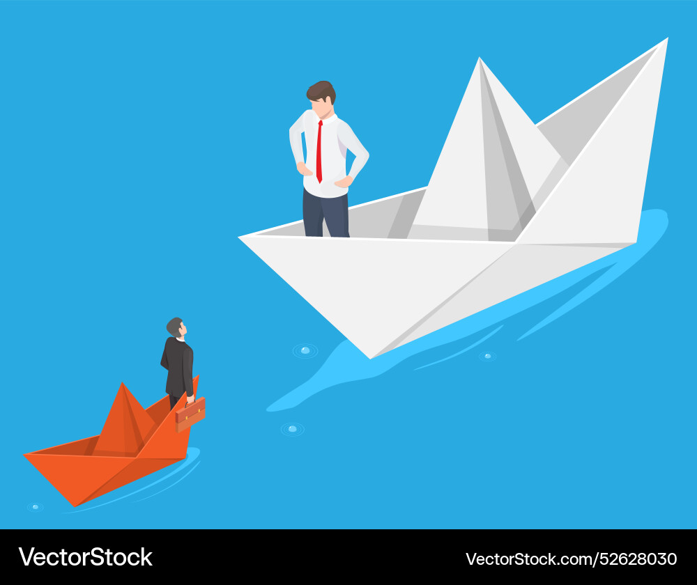 Big and small business competitor isometric Vector Image