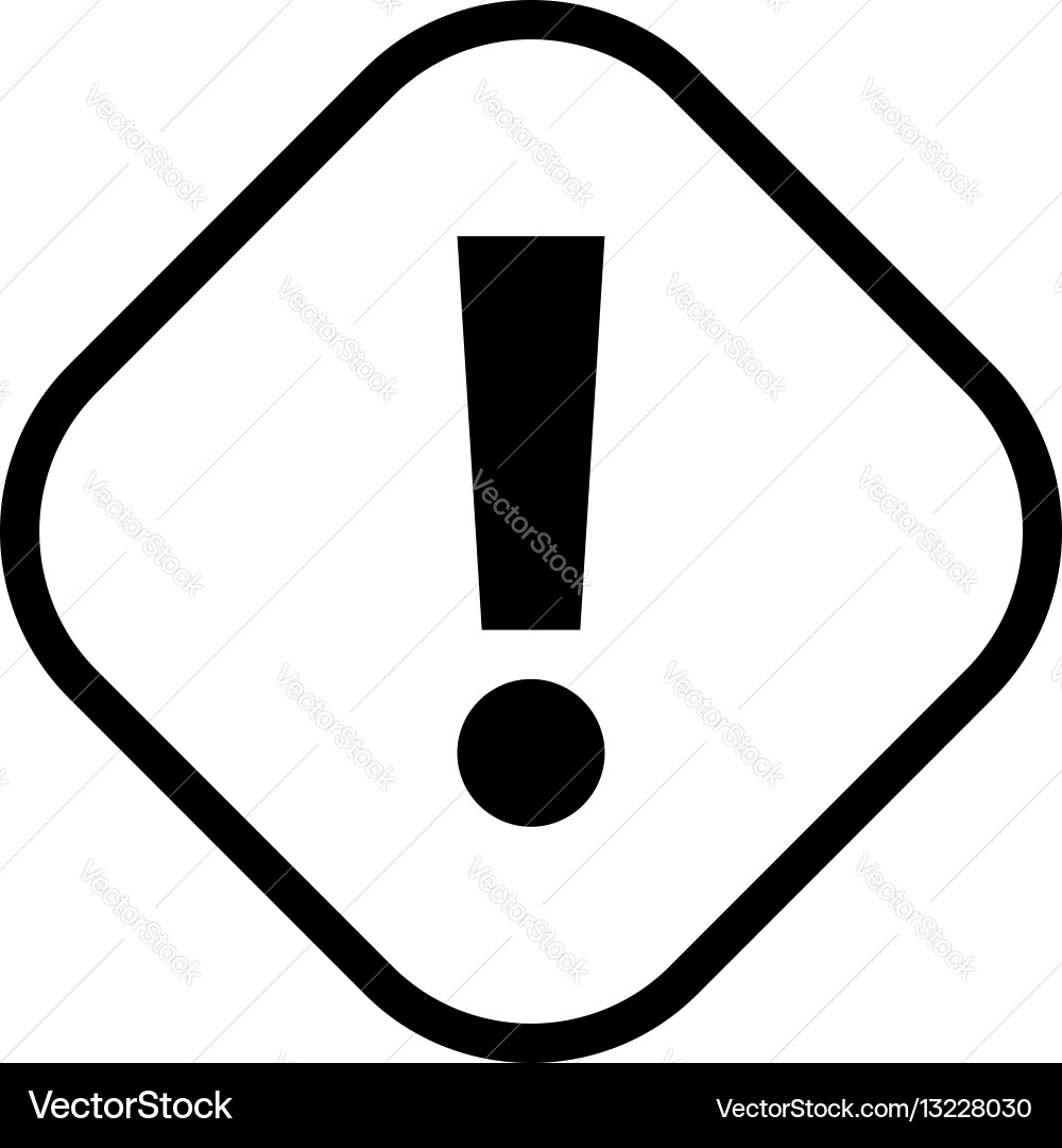 Black rhomb exclamation mark icon warning sign Vector Image