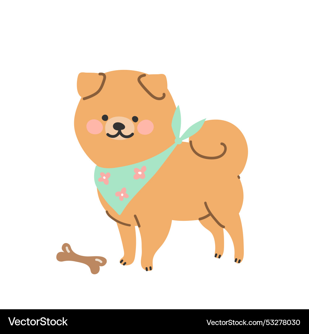 Cute cartoon spitz with a bandana Royalty Free Vector Image