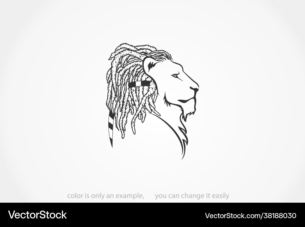 Dreadlocks lion side view Royalty Free Vector Image