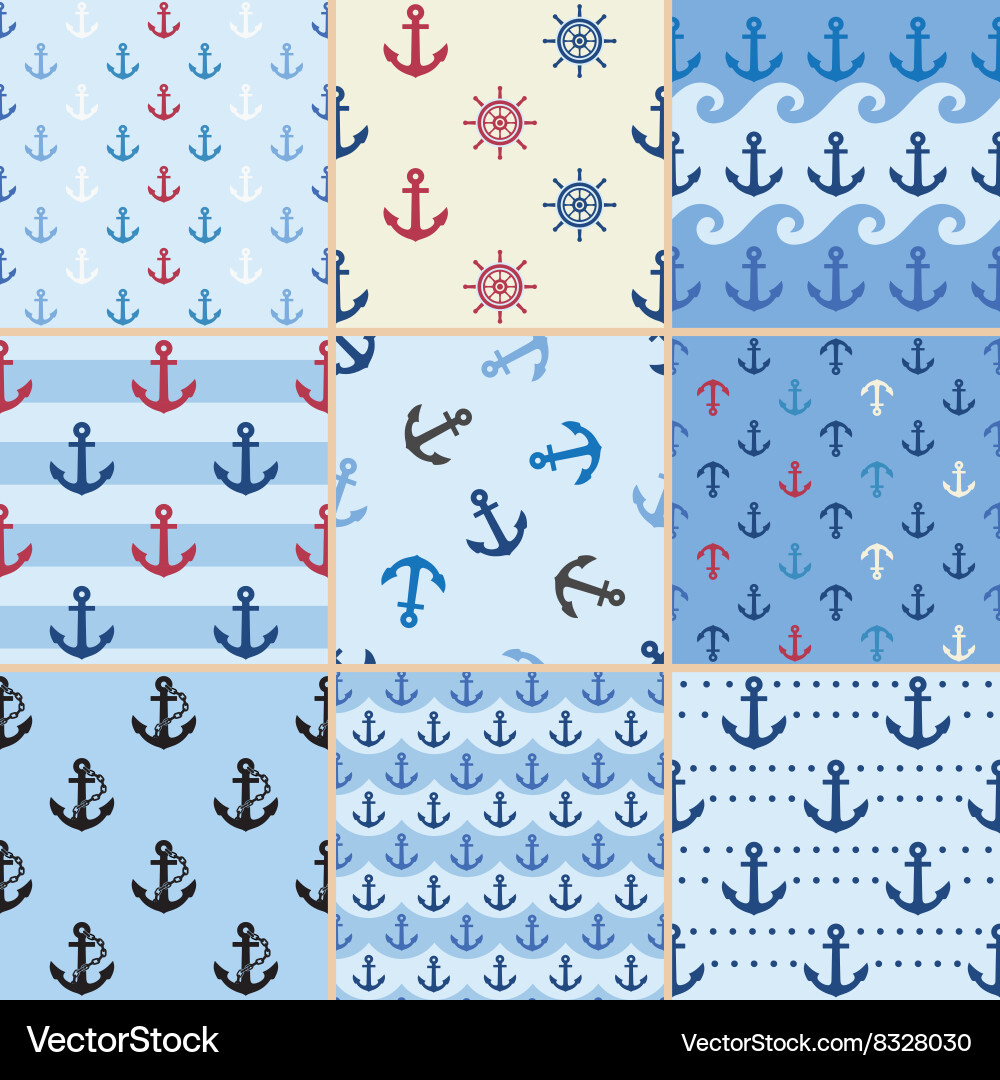 Sea anchor pattern Royalty Free Vector Image - VectorStock