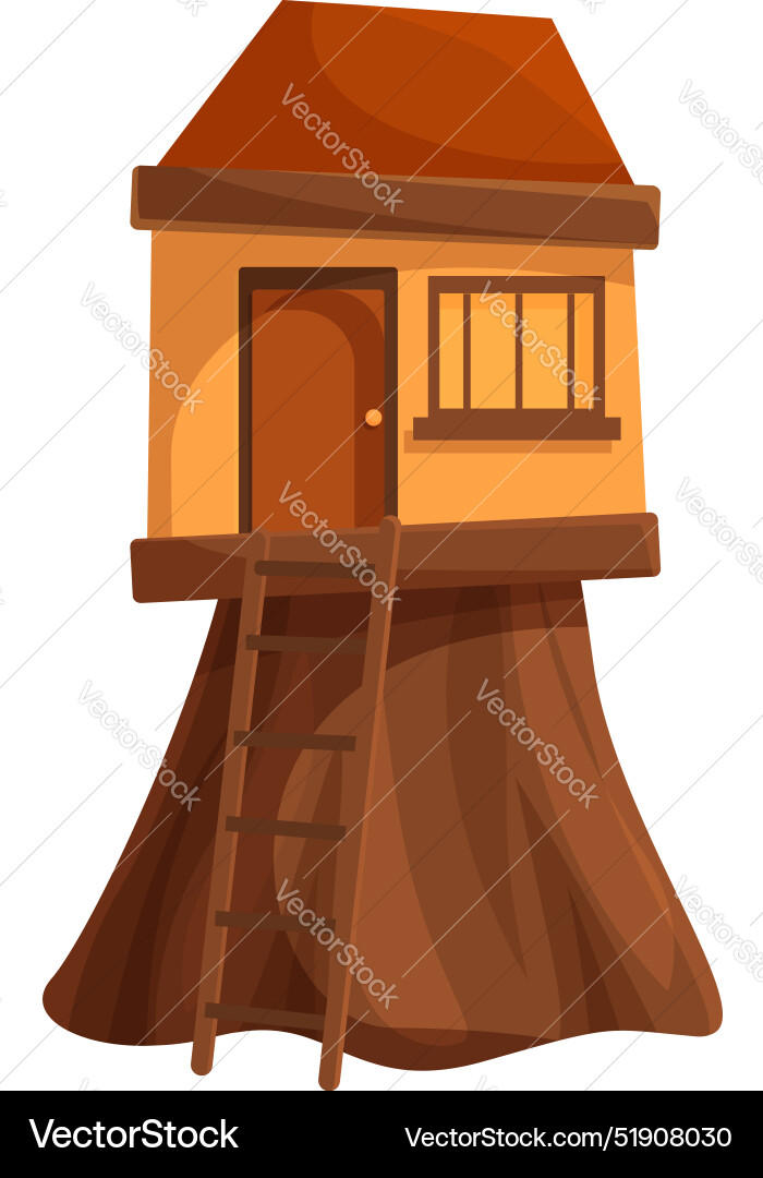 Small wooden house standing on tall stump Vector Image