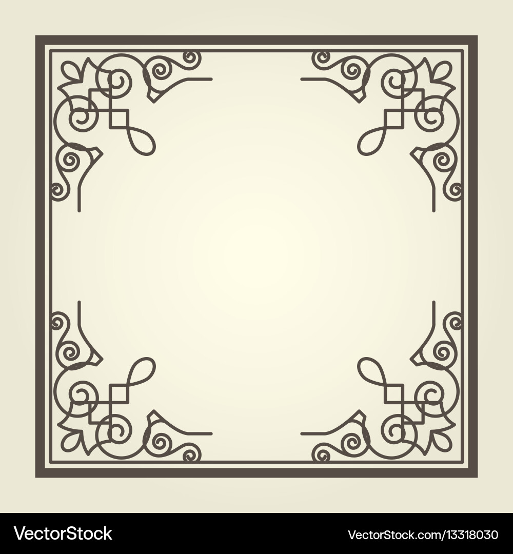 Square frame with ornate curly corners Royalty Free Vector