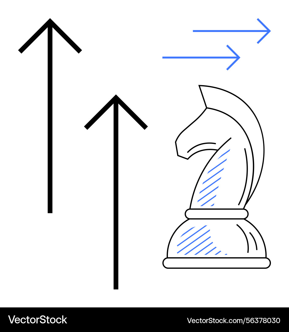 Strategic chess knight with upward arrows Vector Image