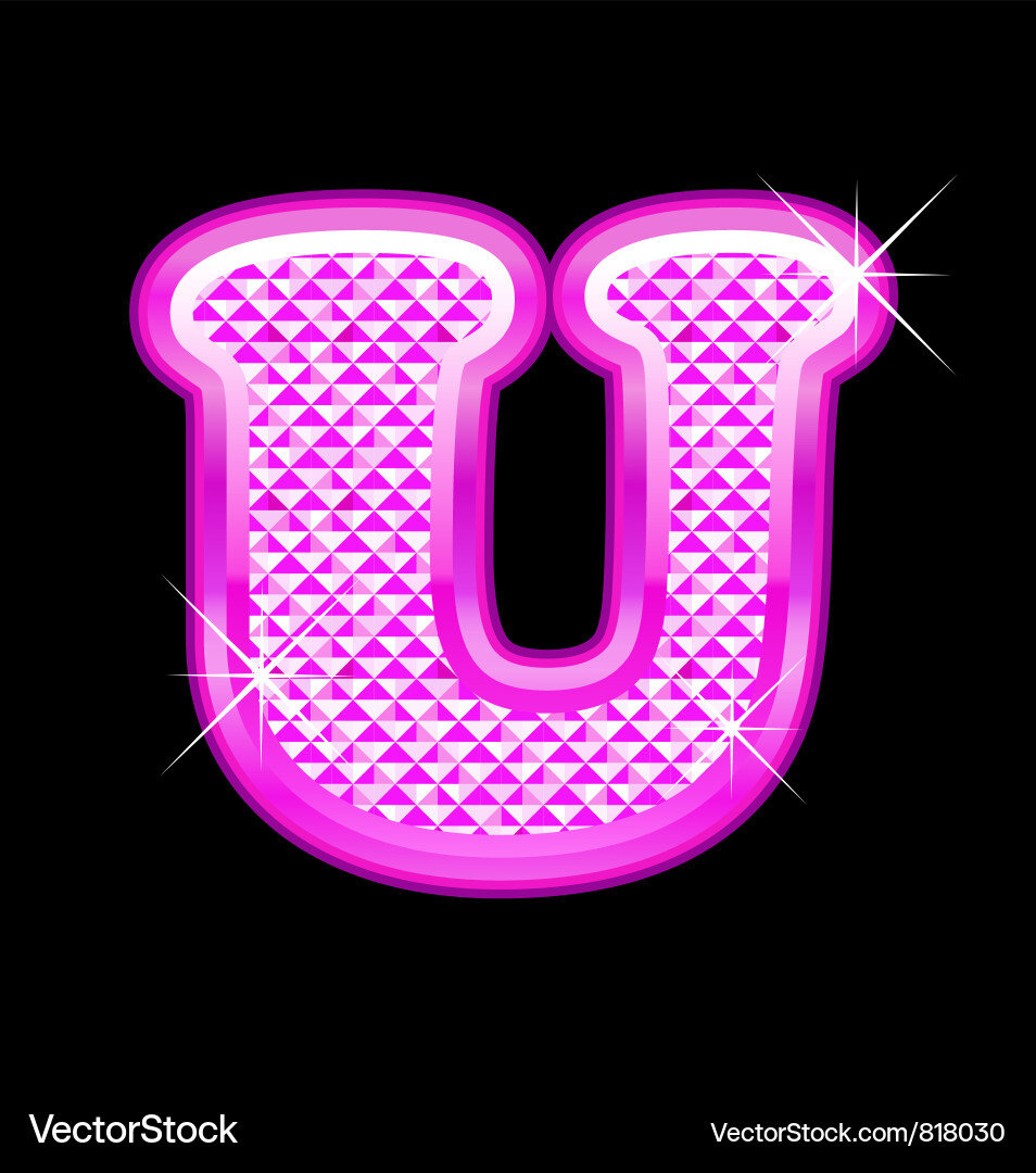 U letter pink bling girly Royalty Free Vector Image