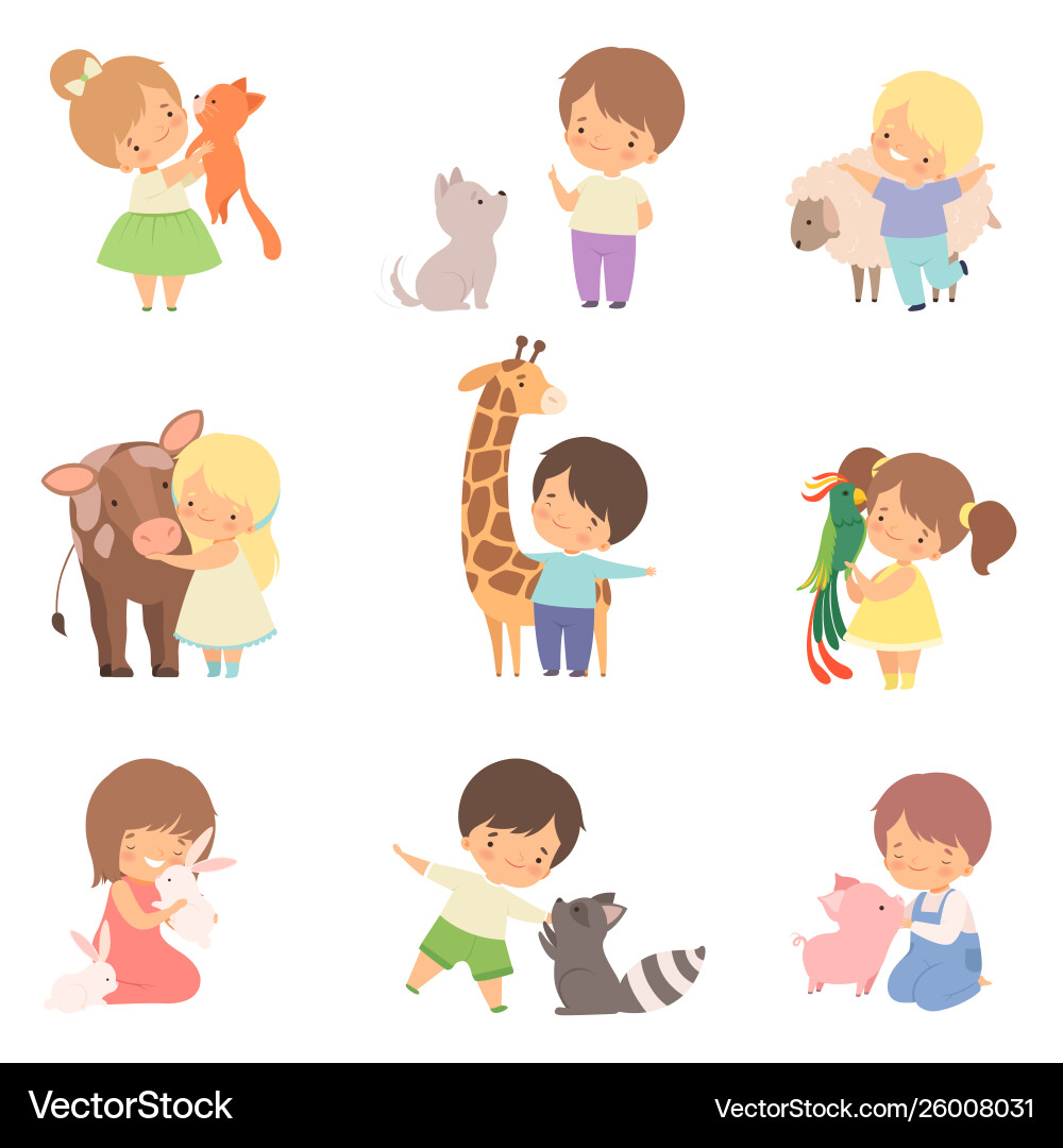 Cute little children playing Royalty Free Vector Image