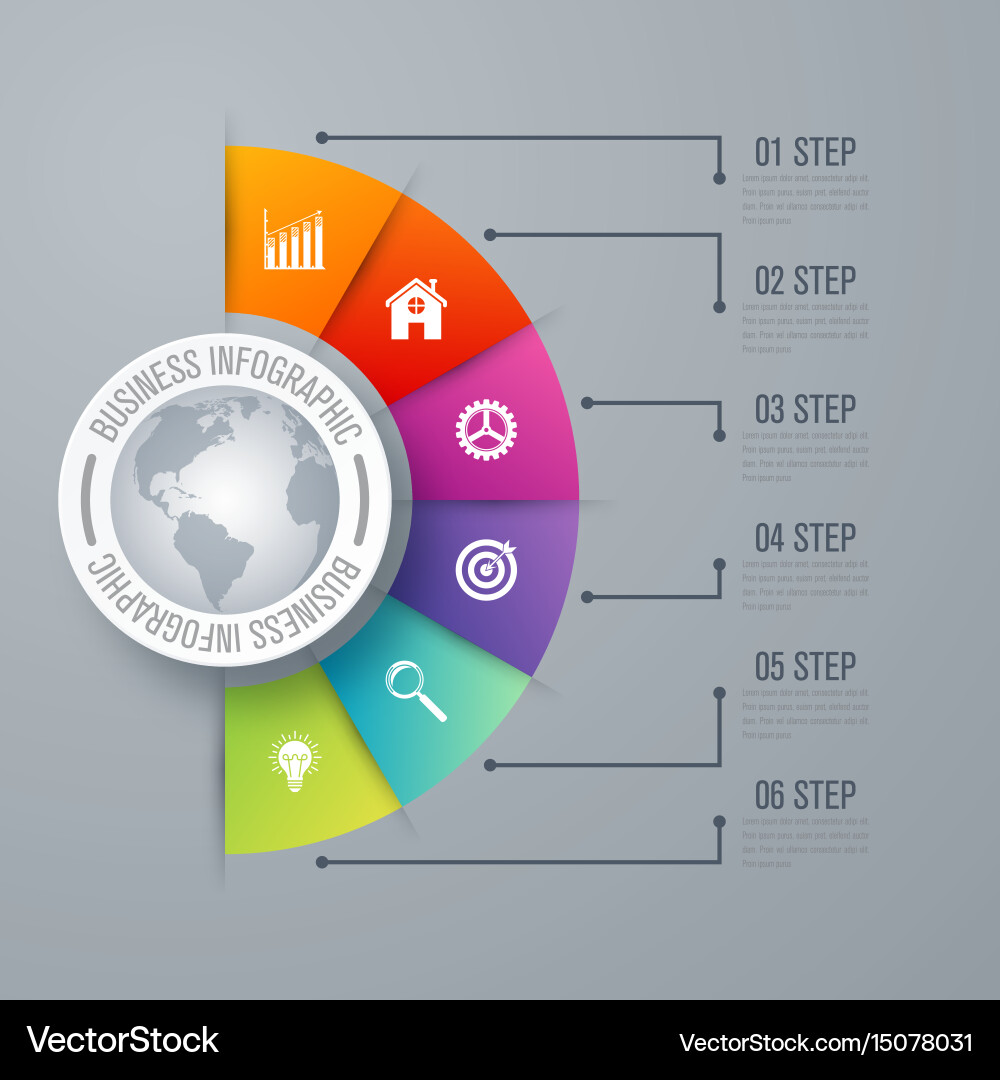 Design infographic template 6 steps Royalty Free Vector