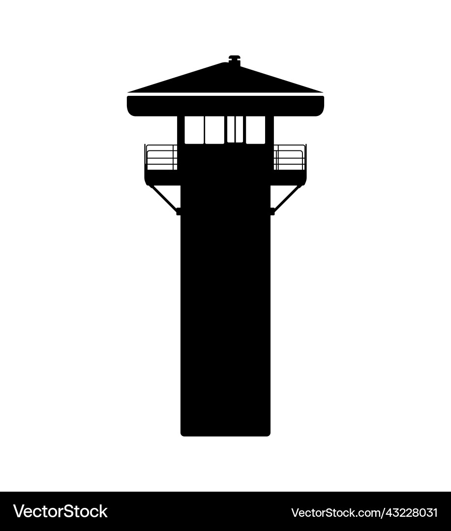 Prison jail tower silhouette watchtower overlook Vector Image