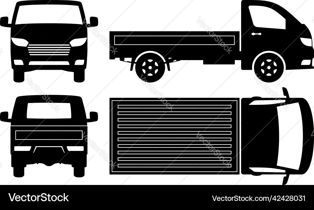 Small truck black icons Royalty Free Vector Image