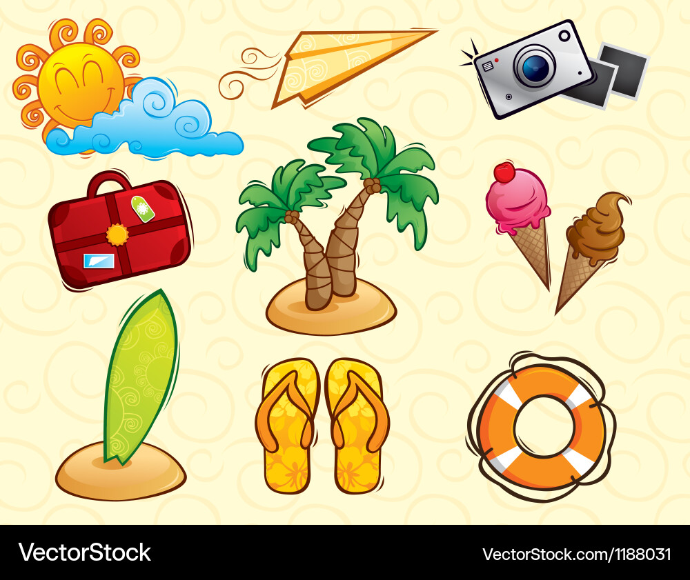 Vacation pack Royalty Free Vector Image - VectorStock