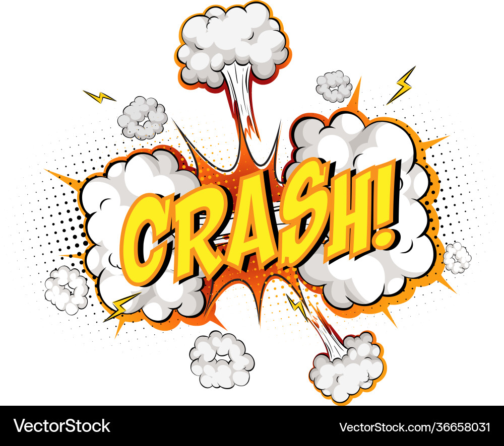 Word-Crash auf Comic Cloud-Explosion Hintergrund Vektorbild