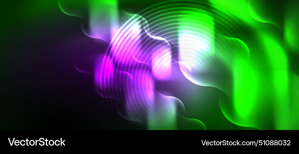 Colorful green and purple wave pattern on black Vector Image